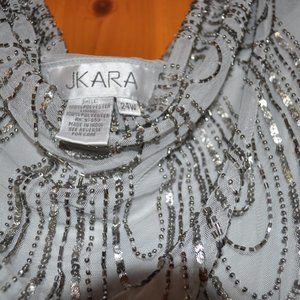 J Kara | Dresses | Womens Scallop Beaded Pop Over Sequin Gown Maxi ...